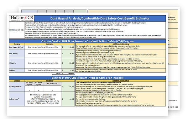 Worksheet Dust Hazard Analysis Cost Benefit